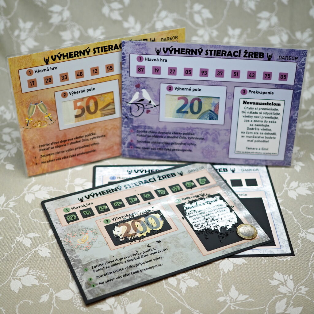 Svadobný stierací žreb – ako originálne a vtipne darovať peniaze ...